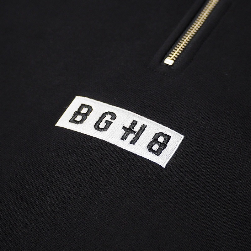 HALF ZIP BOX LOGO SWEAT 【BLK】 | BAGARCH