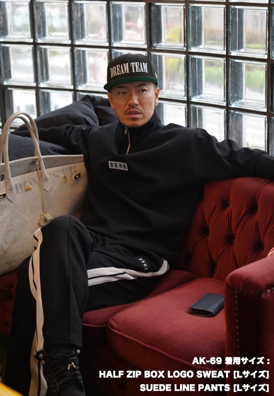 HALF ZIP BOX LOGO SWEAT 【BLK】 | BAGARCH