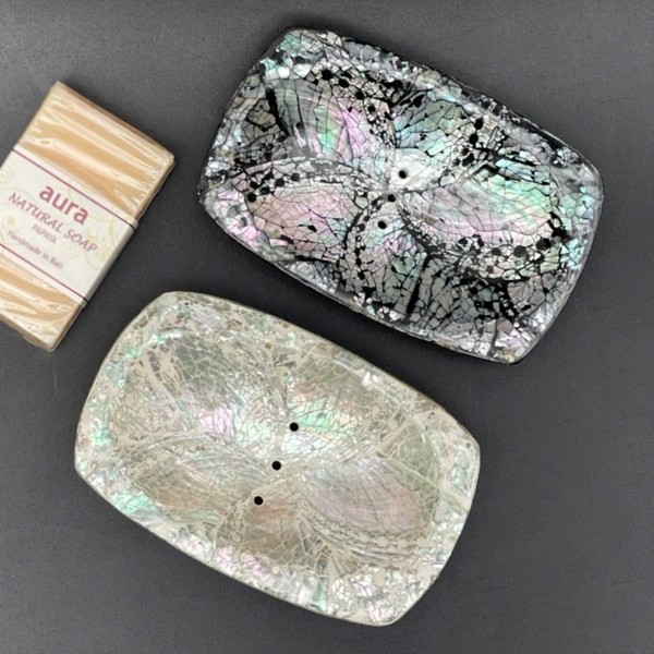 パールシェルのソープディッシュ／石鹸皿／レクタングル【ブラック】【ホワイト】 | バス・トイレ用品 | アジアンライフスタイルチャナン 公式通販