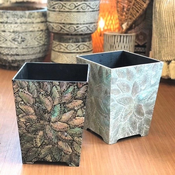 パールシェル 小物入れ【オーロラブラック】【パールホワイト】／シェルのダストボックス／30.5cm | 小物入れ | アジアンライフスタイル ...