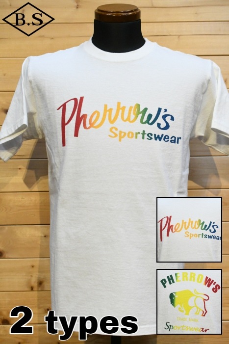 pherrow's / フェローズ PHERROW’S Tシャツ 24S-PT1-G / 24S-PT2-G Pherrow's ロゴプリント グラデーション [アメカジ] [通販](バーン ...