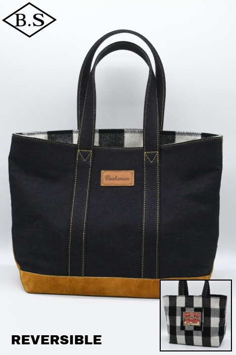 CUSHMAN / クッシュマン CUSHMAN バッグ 29662 REVERSIBLE TOTE BAG SMALL 14ozDENIM ...