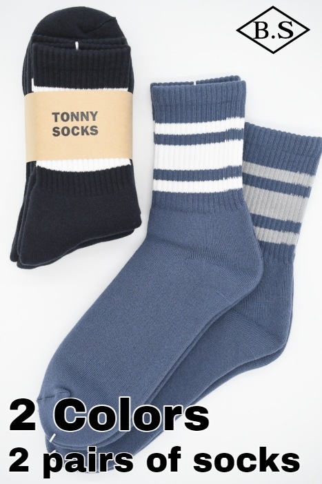 ソックス / トニーソックス TONNY SOCKS ソックス MT02 LINE PILE クルーソックス2足セット [アメカジ] [通販 ...