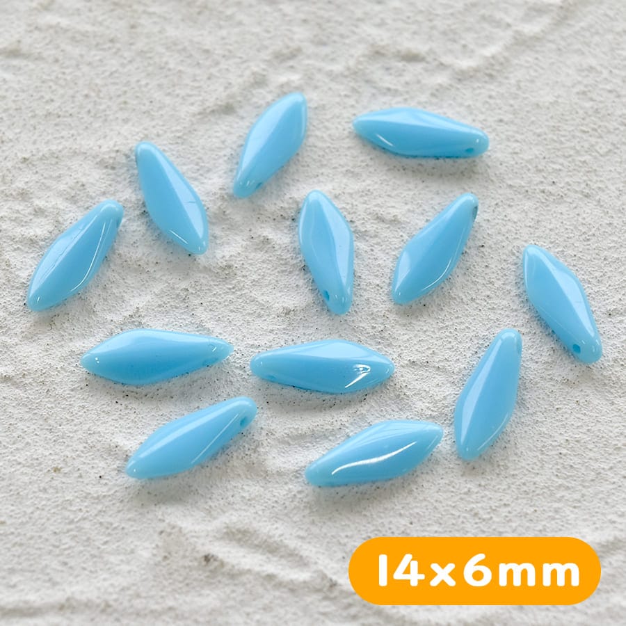 大人気 ダガー 14x6mm オパックブルー の通販【チェコビーズ専門店 BEADER】アクセサリー,新商品