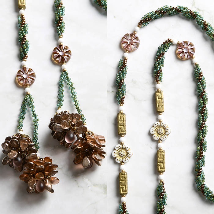 松ぼっくりのラリエット 【作家：松本麻紀子(Seed Beaders)】 | アイテムで探す,アクセサリーキット,ネックレス・ペンダント,フェミニン・エレガント | BeadsMania