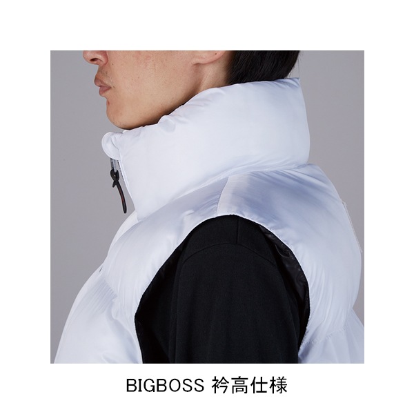 自重堂 Jawin 58190 BIGBOSSベスト S-EL ファイバーダウン ブラックアルミメッシュ 高保温性 新庄剛志 ビッグボス ロゴ刺入り カジュアルテイスト ダウンベスト ...