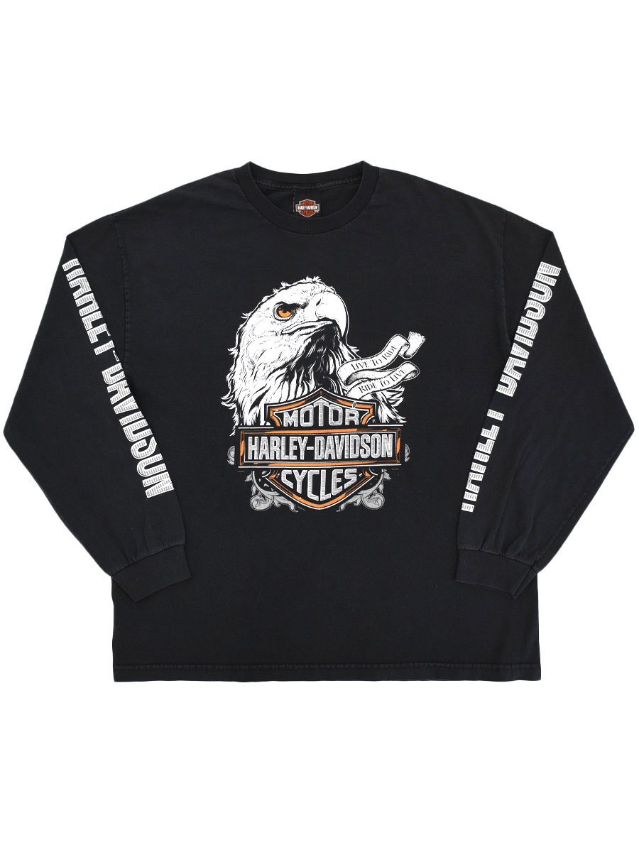 00's～ HARLEY-DAVISON ''HARLEY-DAVIDSON OF NASSAU'' 両面袖プリント ロングスリーブTシャツ ブラック 表記(XL) | すべての商品 ...