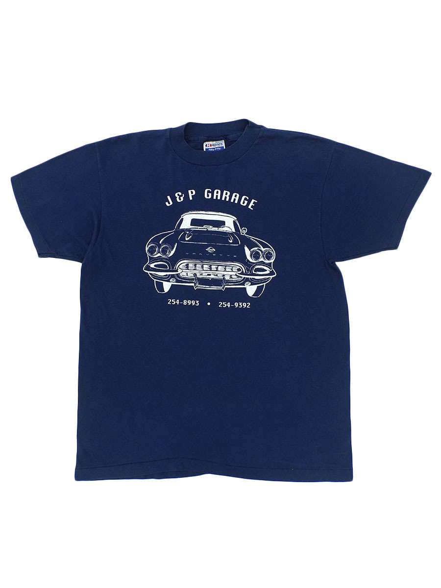 80's Hanes ''J&P GARAGE'' プリントTシャツ ネイビー 表記(L) USA製 | SOLD OUT | | BerBerJin WebStore