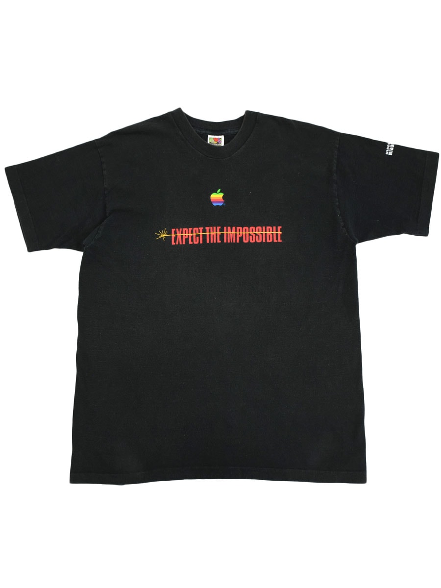 90's FRUIT OF THE LOOM ApplexMISSION IMPOSSIBLE ''EXPECT THE IMPOSSIBLE'' 両面袖プリント Tシャツ ブラック 表記 ...