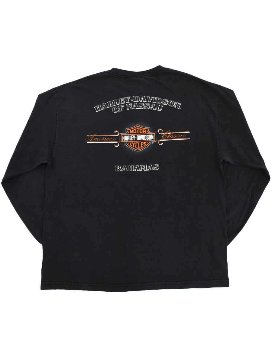 00's～ HARLEY-DAVISON ''HARLEY-DAVIDSON OF NASSAU'' 両面袖プリント ロングスリーブTシャツ ブラック 表記(XL) | すべての商品 ...