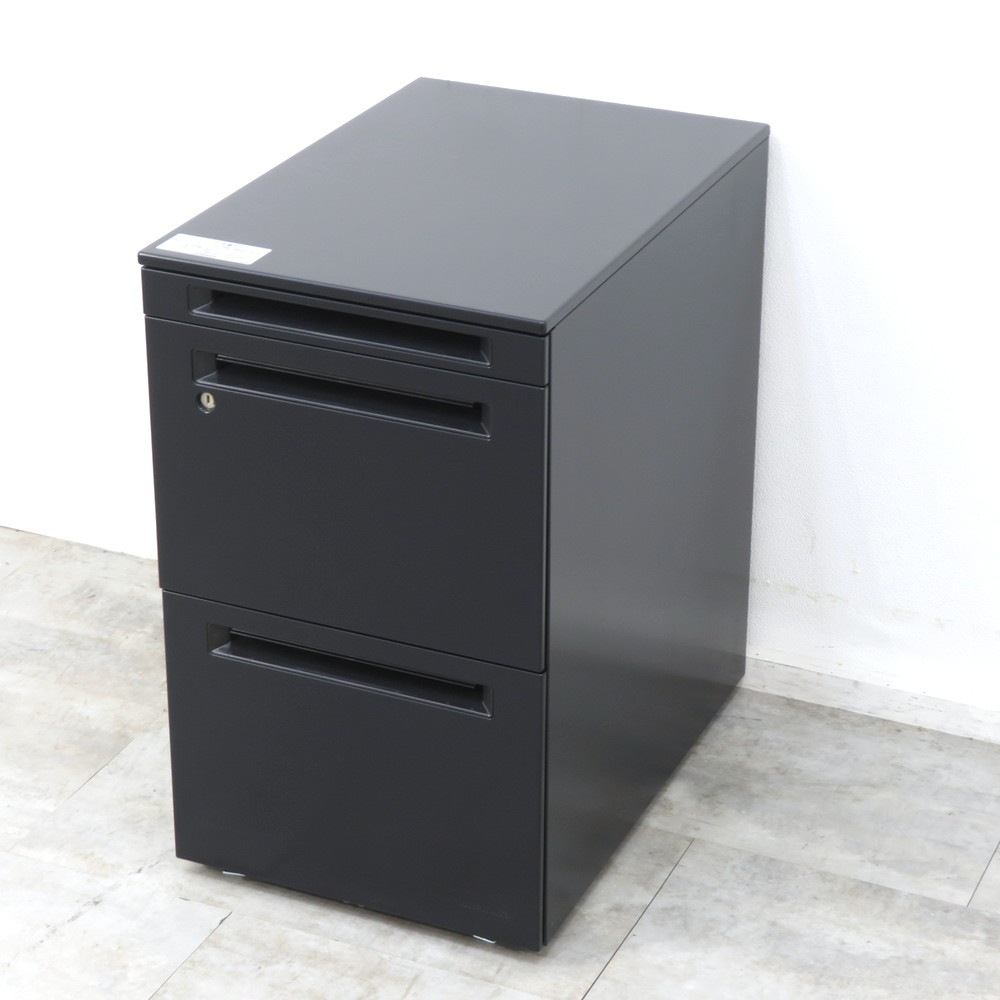 okamura オカムラ プロユニット 鍵付 3段ワゴン DNC1CX Z25 ブラック キャスター ペントレー 袖机 引き出し 収納 YH10226 中古オフィス家具 配送サイズ170