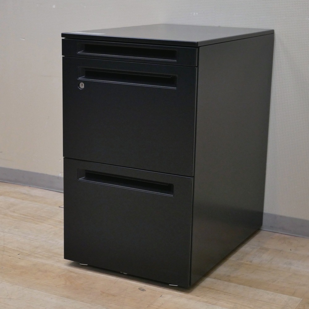 オカムラ okamura ProUnit/プロユニット DNC1CX-Z25 3段ワゴン 2018年製 ブラック 袖机 引き出し サイドキャビネット 脇机 KK10457 中古オフィス家具 ...