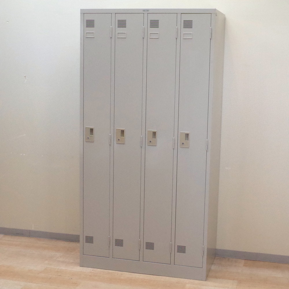 東洋事務器 TOYO LKシリーズ LK-4 4人用ロッカー グレー 四人用ロッカー 個人ロッカー 網棚 ハンガーパイプ 更衣室 KK11018 中古オフィス家具 配送サイズ350