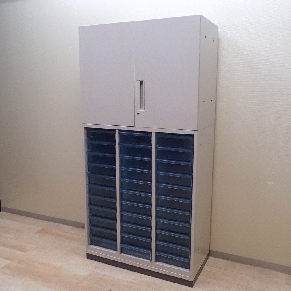 コクヨ 上下書庫 エディア EDIA BWUH-SU39F1N BWU-PA259F1 クリアケース クリスタルトレー書庫 グレー 3列11段 ...