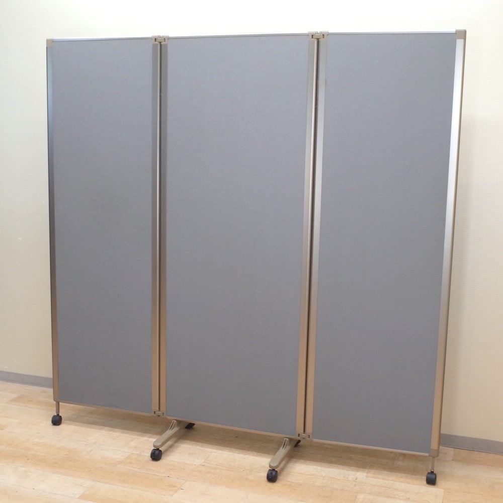 コクヨ KOKUYO 3連結パーテーション W1770 H1800 グレー 衝立 間仕切り クロスパネル 折りたたみ キャスター ...