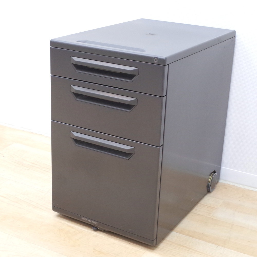 訳アリ ウチダ UCHIDA 3段ワゴン グレー 収納ワゴン デスクワゴン 引き出し サイドキャビネット ペントレー KK14136 中古オフィス家具 配送サイズ180