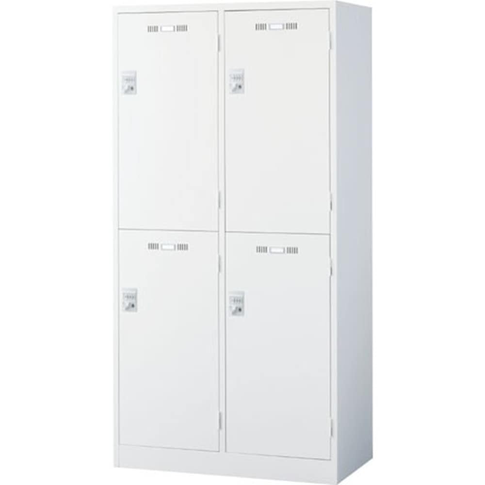 【新品】 生興 スチールロッカー 4人用ロッカー ダイヤル式 キーレス W900 D515 H1790 ホワイト 個人ロッカー ハンガーパイプ 網棚 更衣室 BR-SLDW-4WS-D オフィス家具