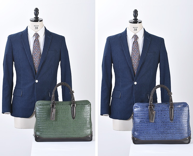 Kiefer neu クロコ型押しレザー ブリーフケース Amore キーファーノイ