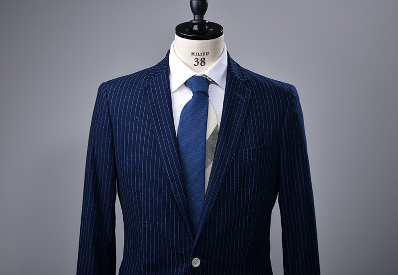 これいい和 日本の織物 ネクタイ 武州正藍染 × 上田紬  メンズ ネイビー 無地 和風 父の日 プレゼント 結婚記念日 夫  【送料無料】 これいい和 日本の織物 ネクタイ 武州正藍染 × 上田紬 メンズネイビー