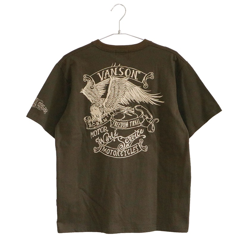 VANSON バンソン イーグル 刺繍 天竺 半袖 Tシャツ （ NVST-2301