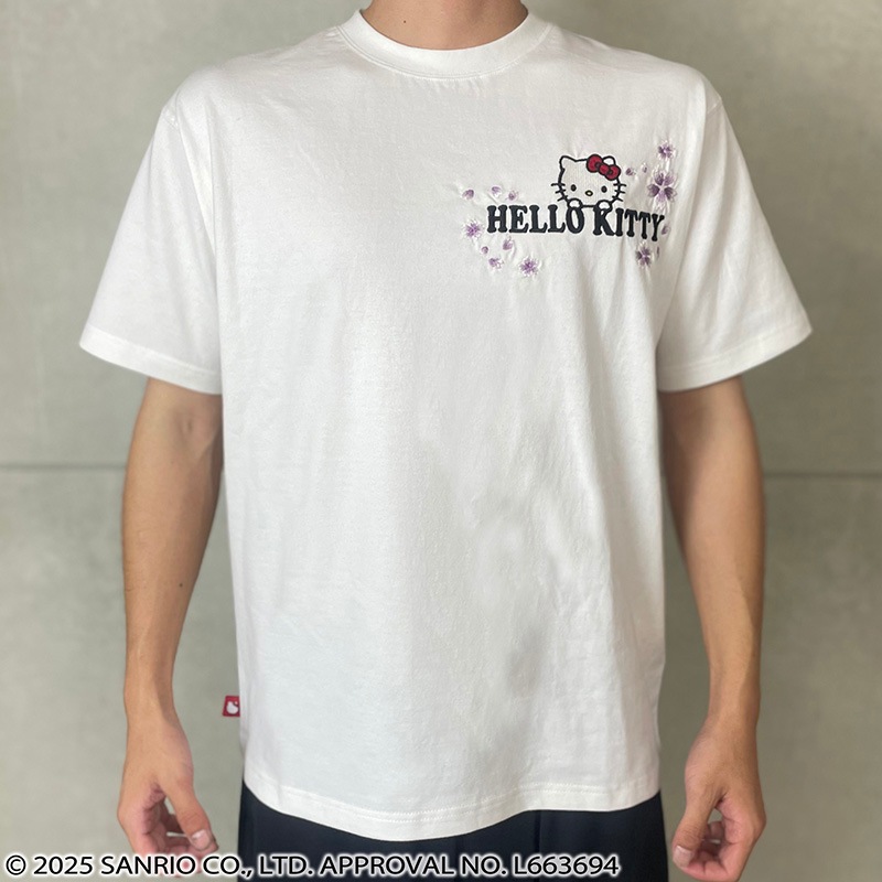 絡繰魂 × Sanrio 着物 ハローキティ 柄 刺繍 半袖 Tシャツ （ 254050