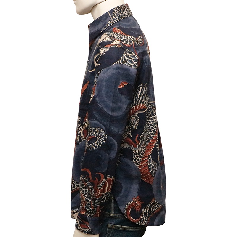 衣櫻 ころもざくら 巨龍 柄 レギュラーカラー 和柄 長袖 シャツ サザンクロス素材 （ SA-1589 ） | 和柄ブランド,衣櫻,長袖シャツ | BSCギャラリー京都