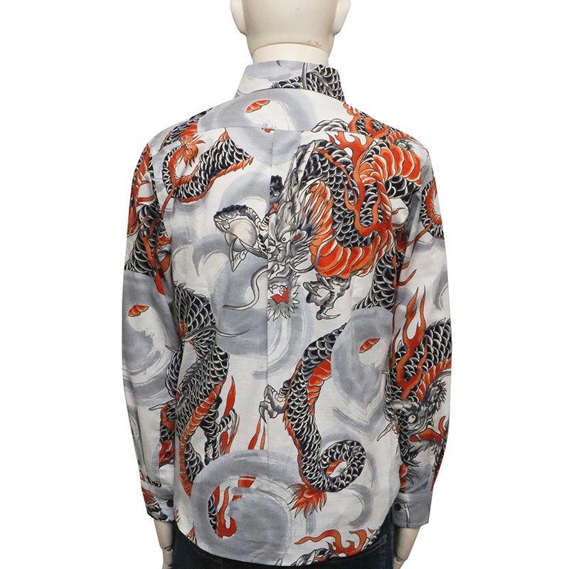 衣櫻 ころもざくら 巨龍 柄 レギュラーカラー 和柄 長袖 シャツ サザンクロス素材 （ SA-1589 ） | 和柄ブランド,衣櫻,長袖シャツ | BSCギャラリー京都