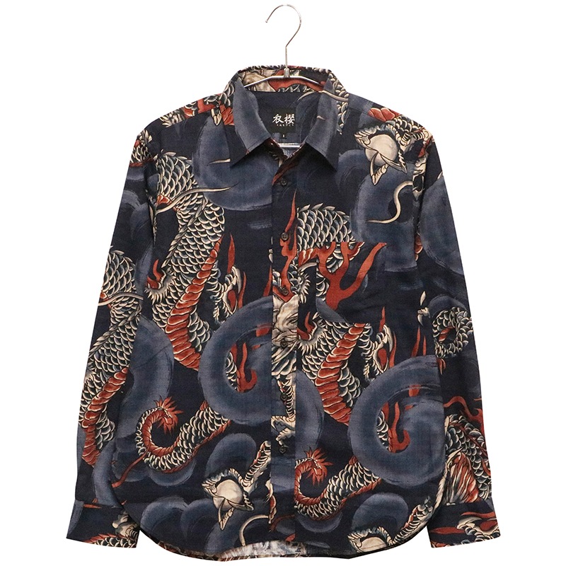 衣櫻 ころもざくら 巨龍 柄 レギュラーカラー 和柄 長袖 シャツ サザンクロス素材 （ SA-1589 ） | 和柄ブランド,衣櫻,長袖シャツ | BSCギャラリー京都