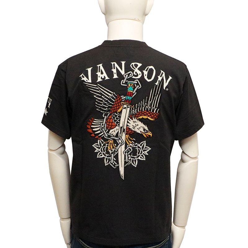 VANSON バンソン イーグル × ソード 刺繍 天竺 半袖 Tシャツ （ NVST