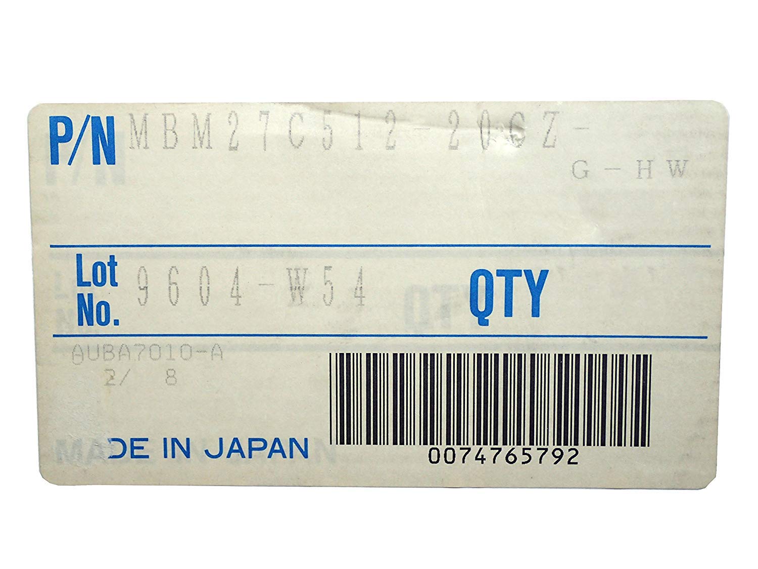 FUJITSU UV EPROM 512K 27C512 MBM27C512-20CZ | カテゴリ別,部品,半導体製品,デジタルシグナル ...