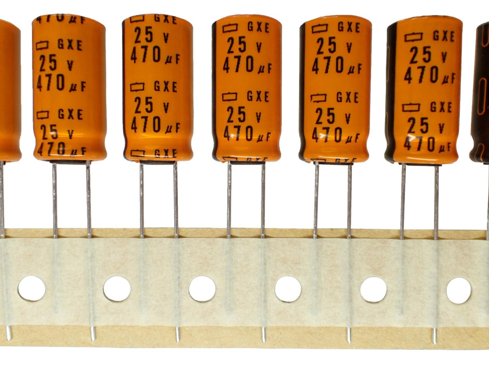 NIPPON CHEMI CON ラジアルリード 小形アルミ 電解コンデンサ 25V 470μF 125 ...