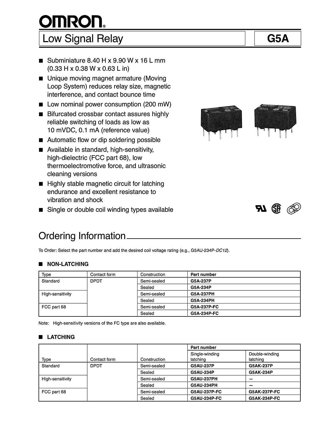 OMRON 汎用品 形G5A DC 12V 低信号リレー G5A-234P 12VDC | カテゴリ別,部品,制御部品,リレー・継電器 ...