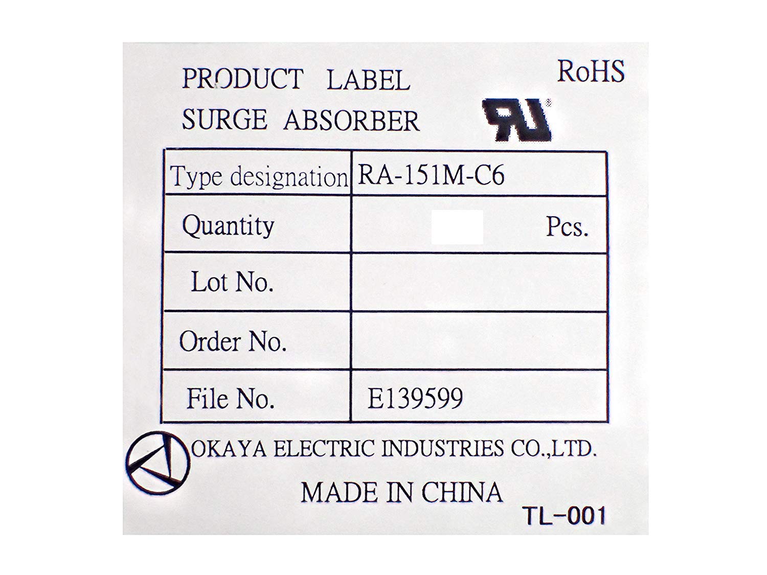 OKAYA 通信・信号回線用 SPD サージアブソーバ 150V 絶縁抵抗 1000MΩ (DC50V) ラジアルタイプ RA-151M-C6 ...