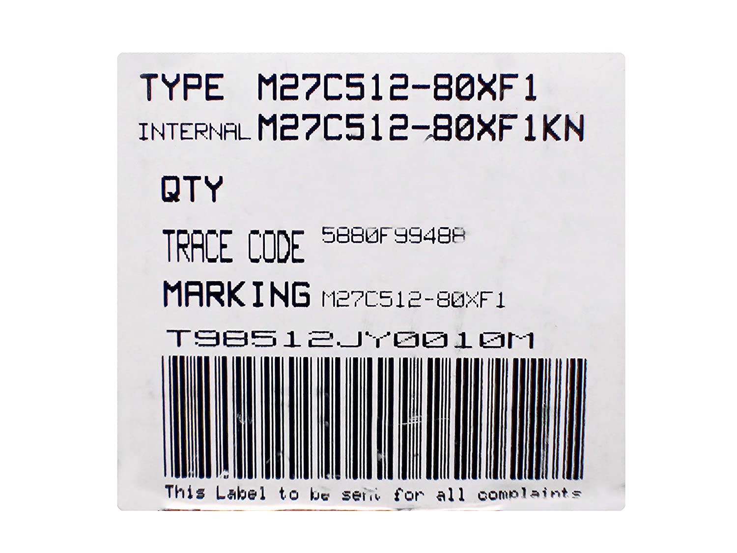 STMicroelectronics UV EPROM 512Kbit 27C512 M27C512-80XF1 | カテゴリ別,部品,半導体 ...