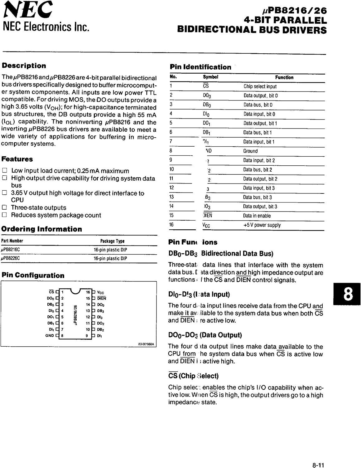 NEC 4-BIT PARALLEL BIDIRECTIONAL BUS DRIVERS UPB8226C | カテゴリ別,部品,半導体製品 ...