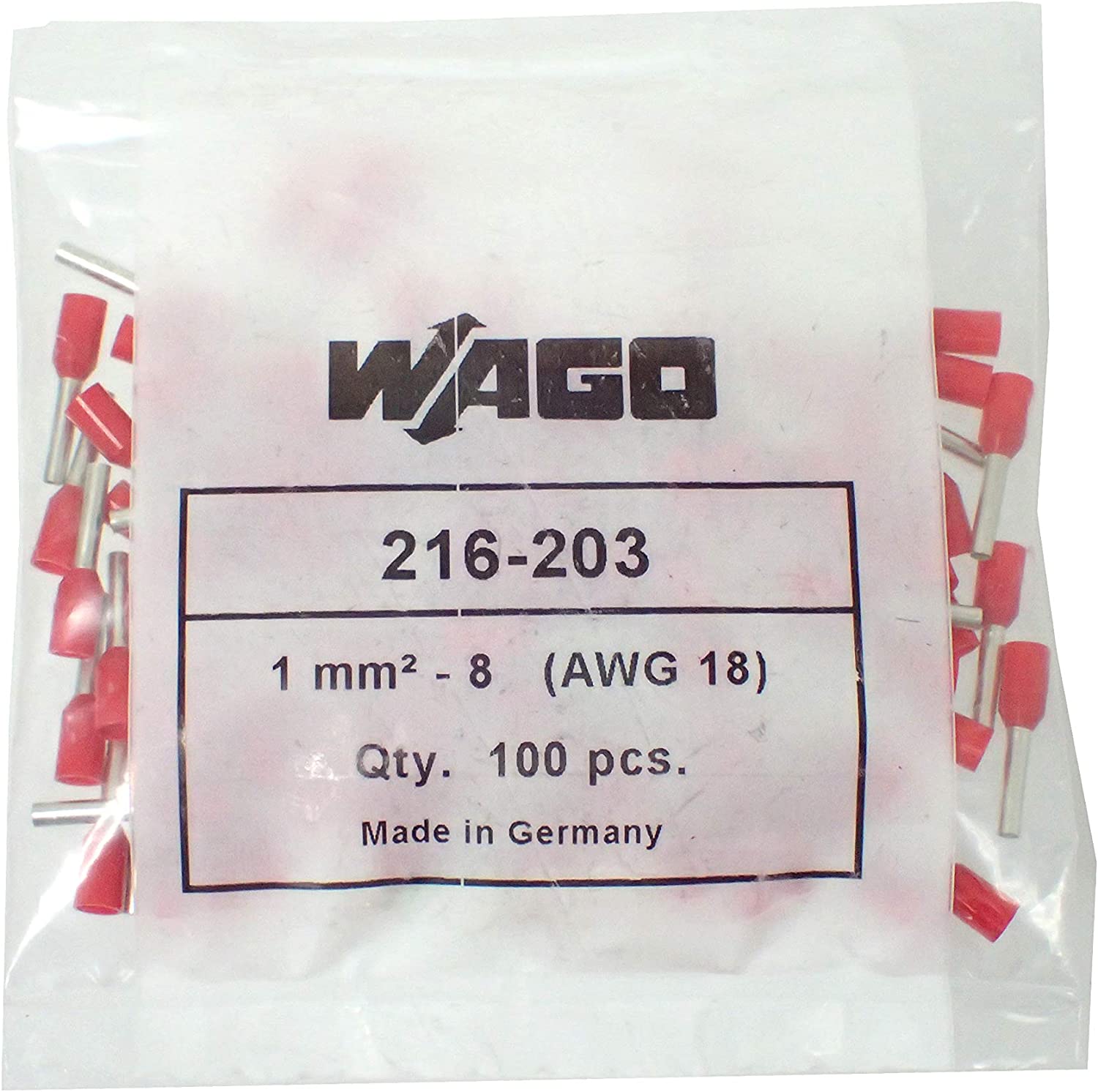 WAGO 絶縁 カラー付 フェルール 圧着端子 FE-1.0-6N-RD 216-203 (100個セット) | カテゴリ別,部品,配線・接続 ...