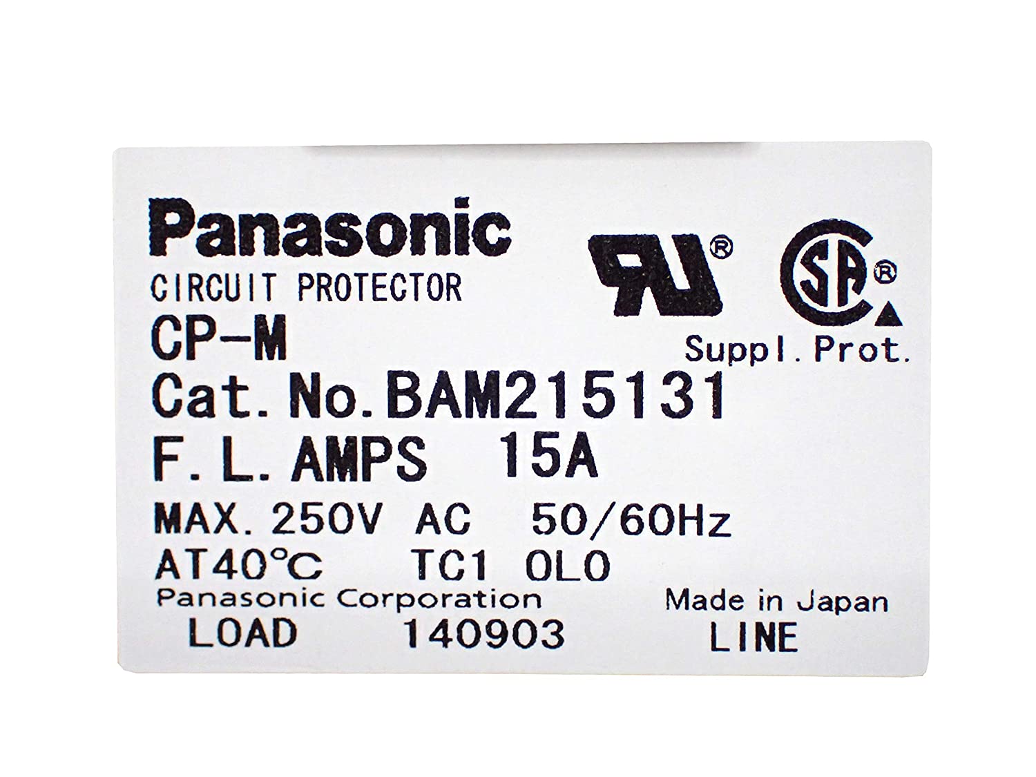Panasonic サーキットプロテクタ ロッカースイッチ 波動式 ハンドル 赤 AC 250V 2P 15A CP-M BAM215131 ...