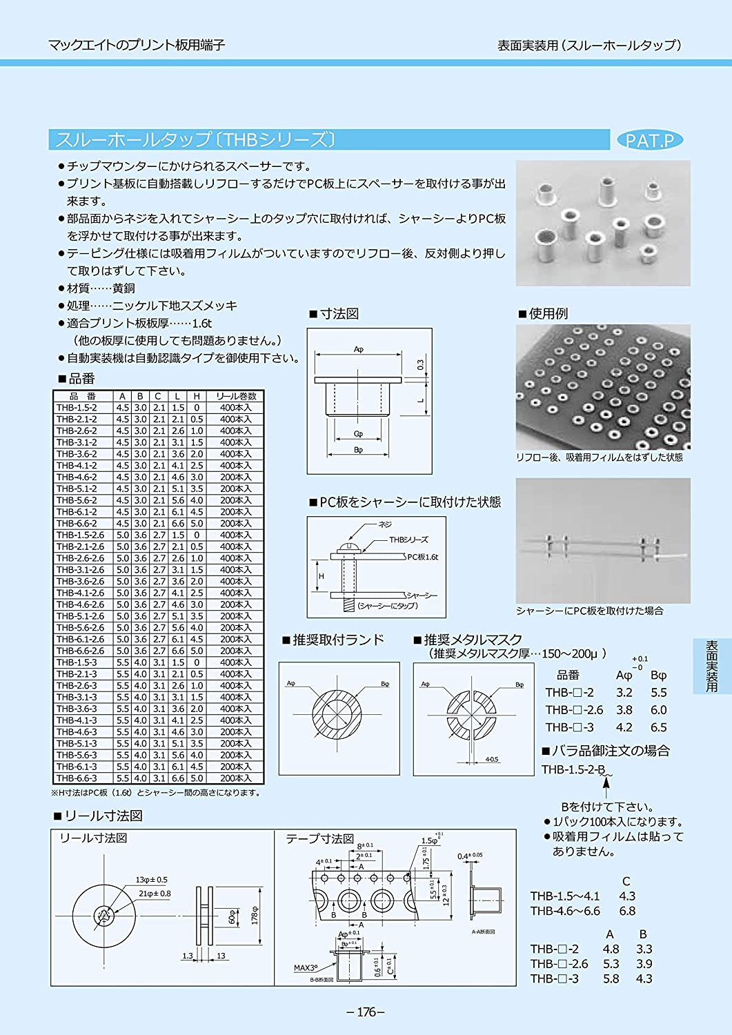 MAC8 表面実装用 スルーホールタップ THBシリーズ THB-1.5-3 (5個セット) | カテゴリ別,部品,基板・基板部品,基板部品 ...