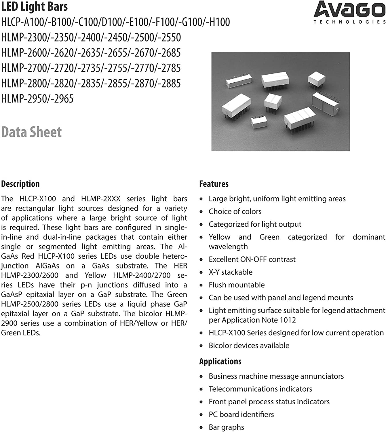 AVAGO Green 50mcd 2連 LED Bar HLMP-2870 (2個セット) | カテゴリ別,部品,光エレクトロニクス,LED ...