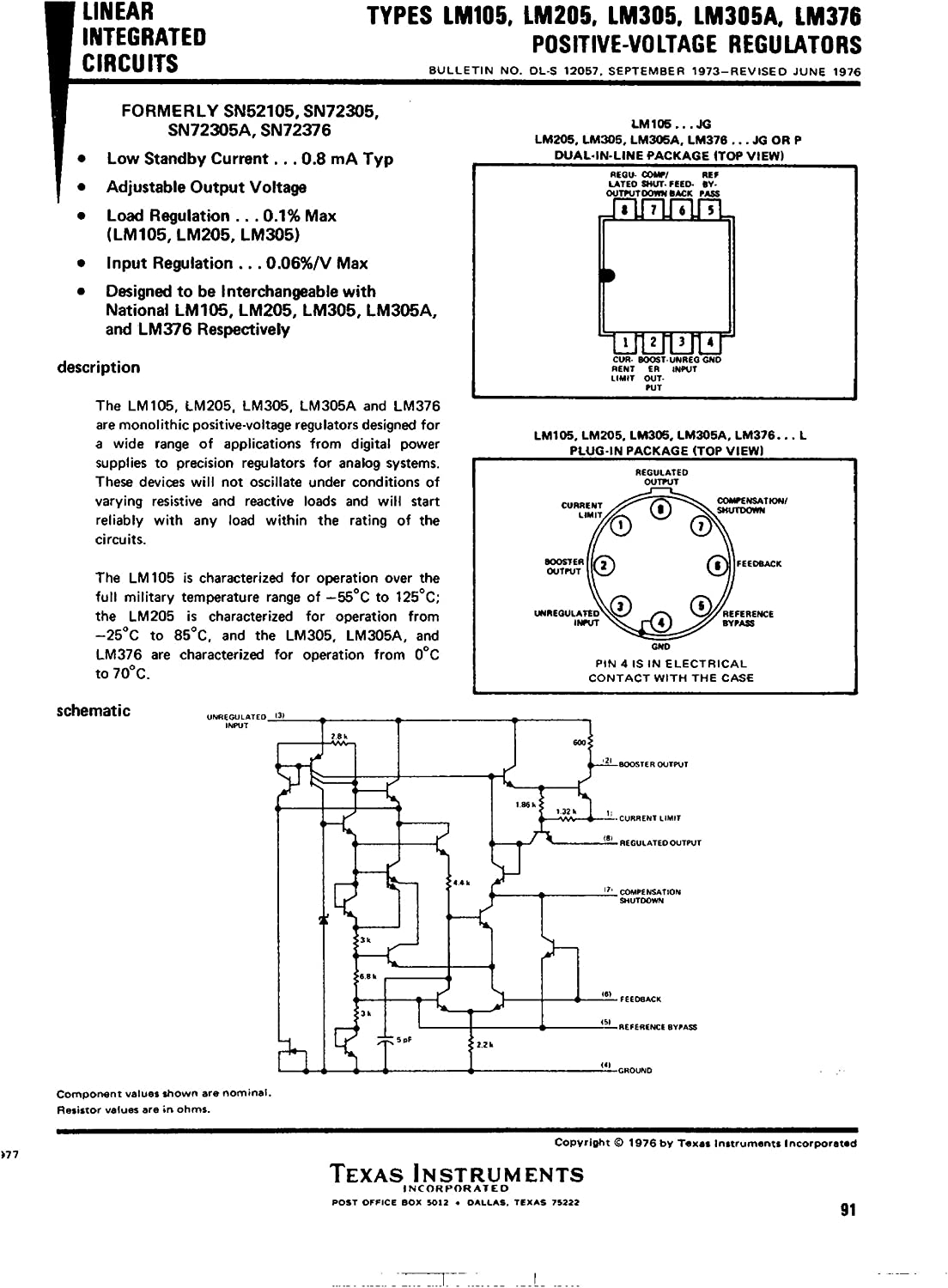 Texas Instruments POSITIVE VOLTAGE REGULATORS LM305AP (5個セット) | カテゴリ別 ...