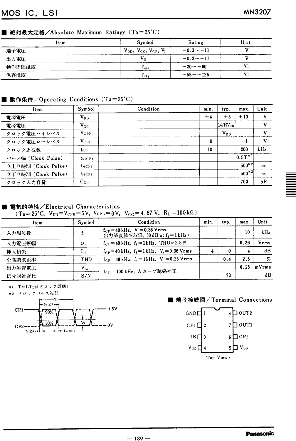 Panasonic ロングディレイ 1024段 低電圧動作 アナログ信号 遅延用 ローノイズ BBD MN3207 | カテゴリ別,部品 ...
