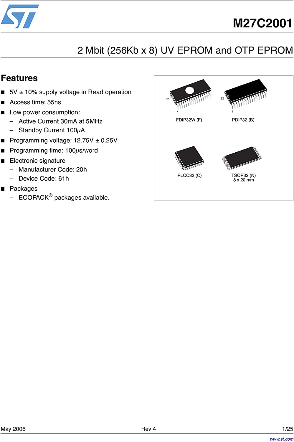 STMicroelectronics UV EPROM 2M 27C2001 M27C2001-10F1 L | カテゴリ別,部品,半導体製品,マイクロプロセッサ | Buhieen.com