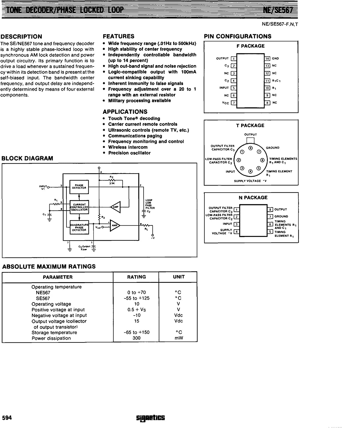 Signetics トーンデコーダー NE567N (5個セット) | カテゴリ別,部品,半導体製品 | Buhieen.com