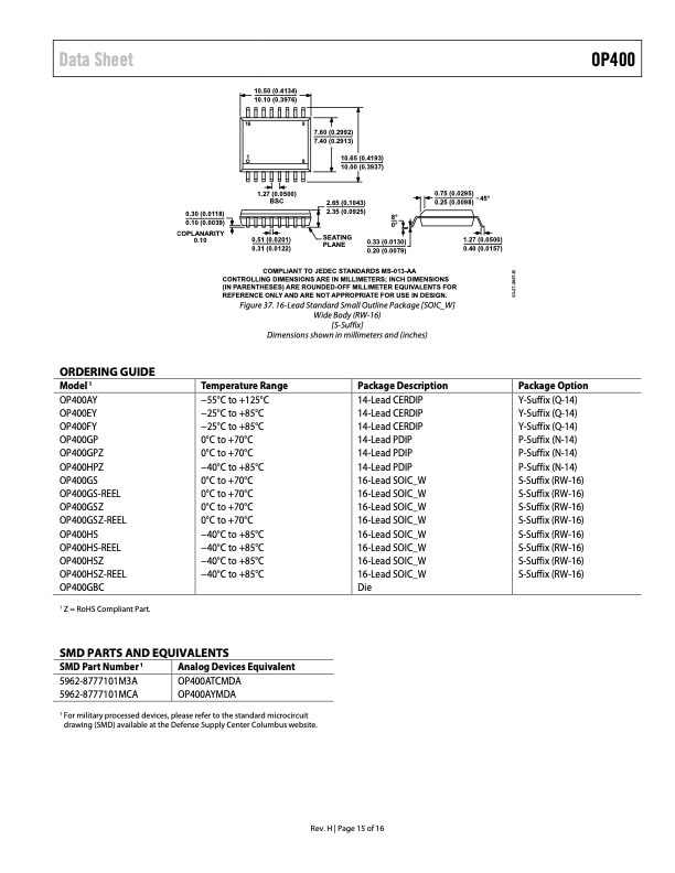 Analog Devices 低電力 オペアンプ Low Power Operational Amplifier OP400 OP400GP ...