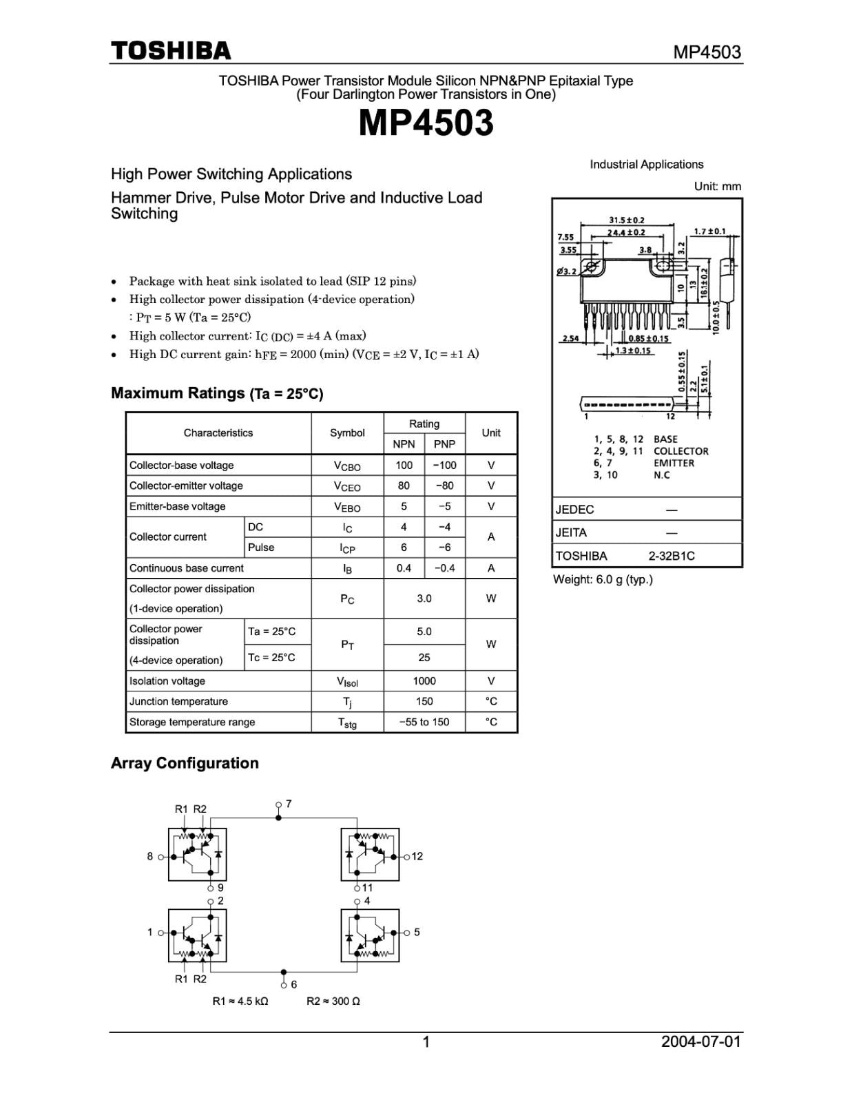 TOSHIBA トランジスタ アレイ -100V -4A MP4503 | カテゴリ別,部品,半導体製品,トランジスタ | Buhieen.com