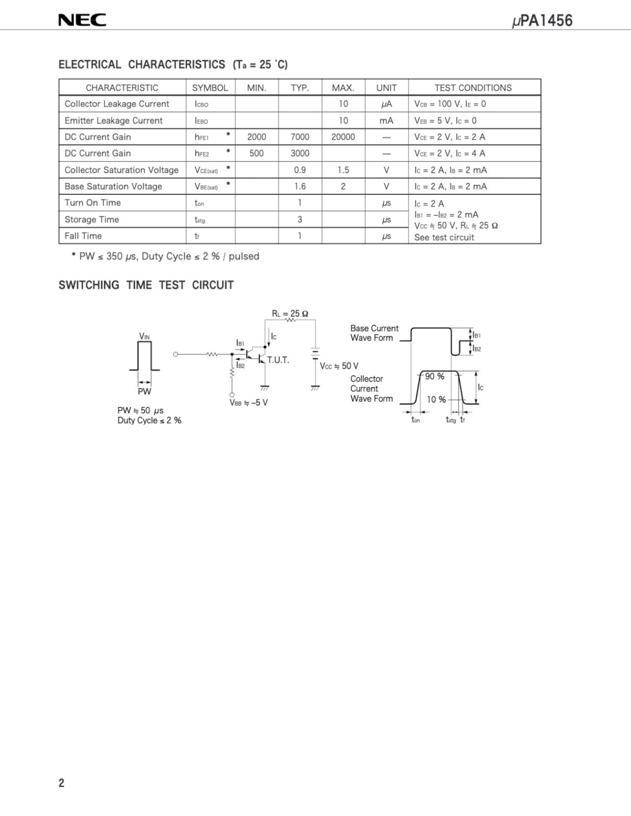 NEC SILICON TRANSISTOR ARRAY 150V 5A UPA1456 UPA1456H (2個セット) | カテゴリ別 ...