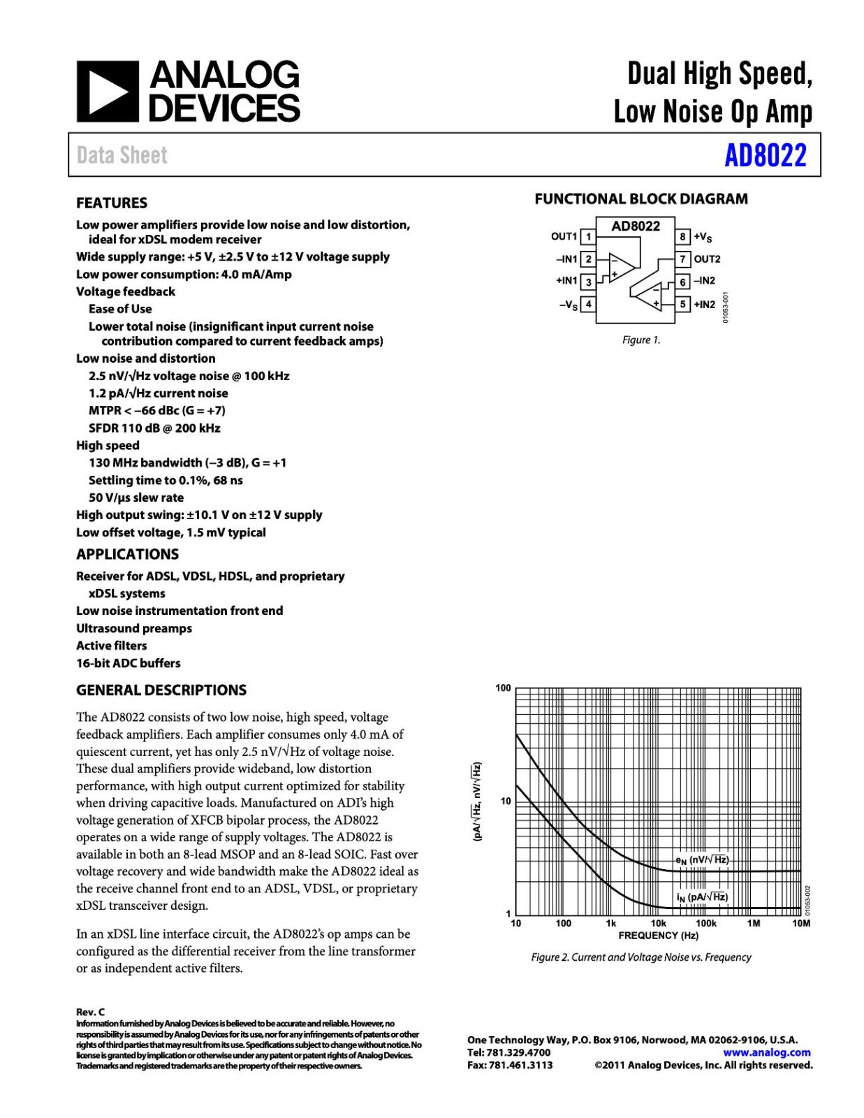 Analog Devices オペアンプ Dual High Speed Low Noise Op Amp AD8022AR | カテゴリ別,部品,半導体製品,信号部品,アンプIC ...