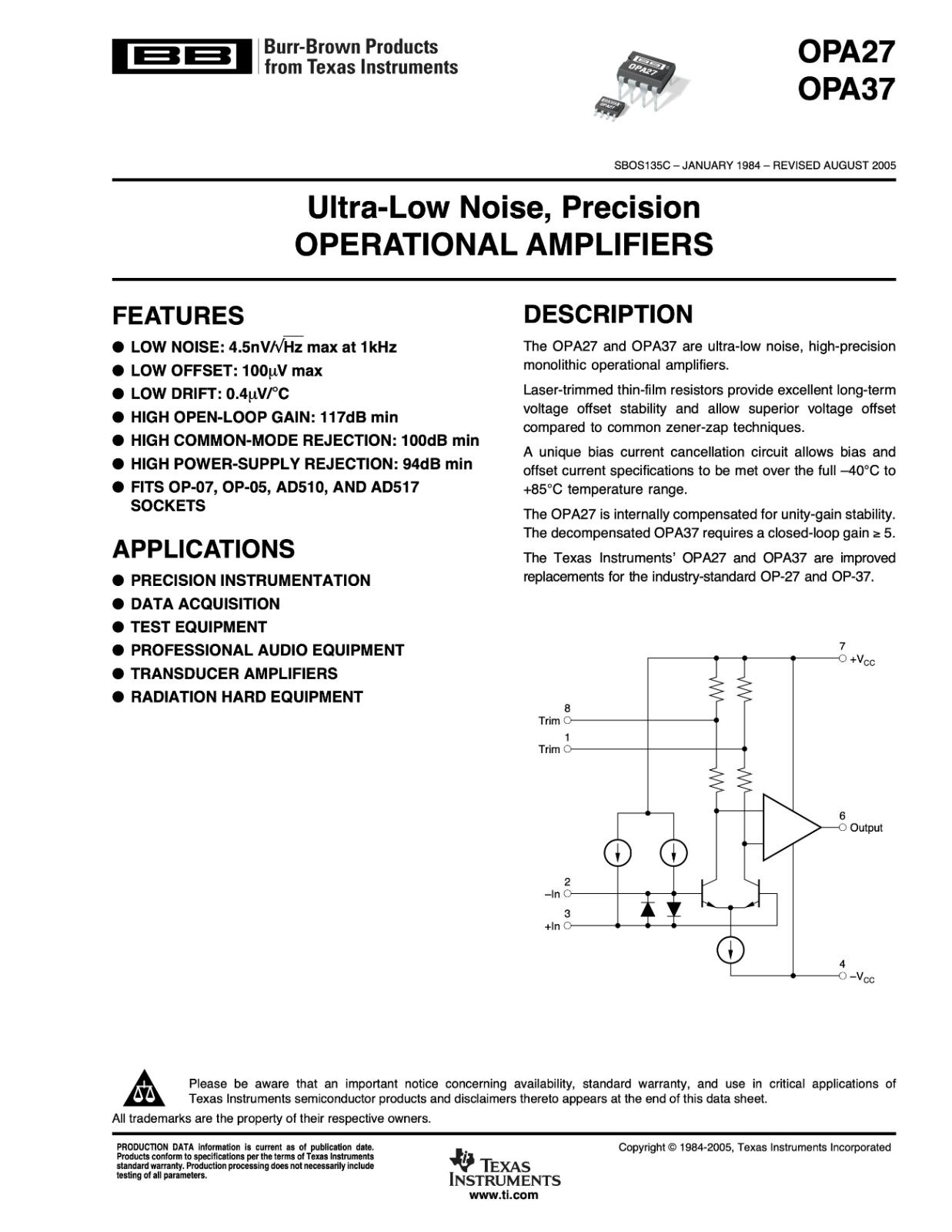 Burr Brown オペアンプ シングル 1回路 SINGLE Operational Amplifier OPA37GP | カテゴリ別,部品,半導体製品,信号部品,アンプIC ...