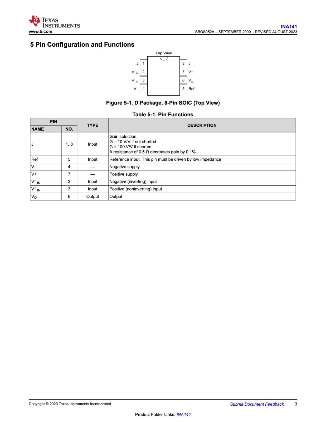 Burr Brown 1回路 高精度 計装アンプ Precision Low Power G = 10 V/V or 100 V/V Instrumentation Amplifiers ...