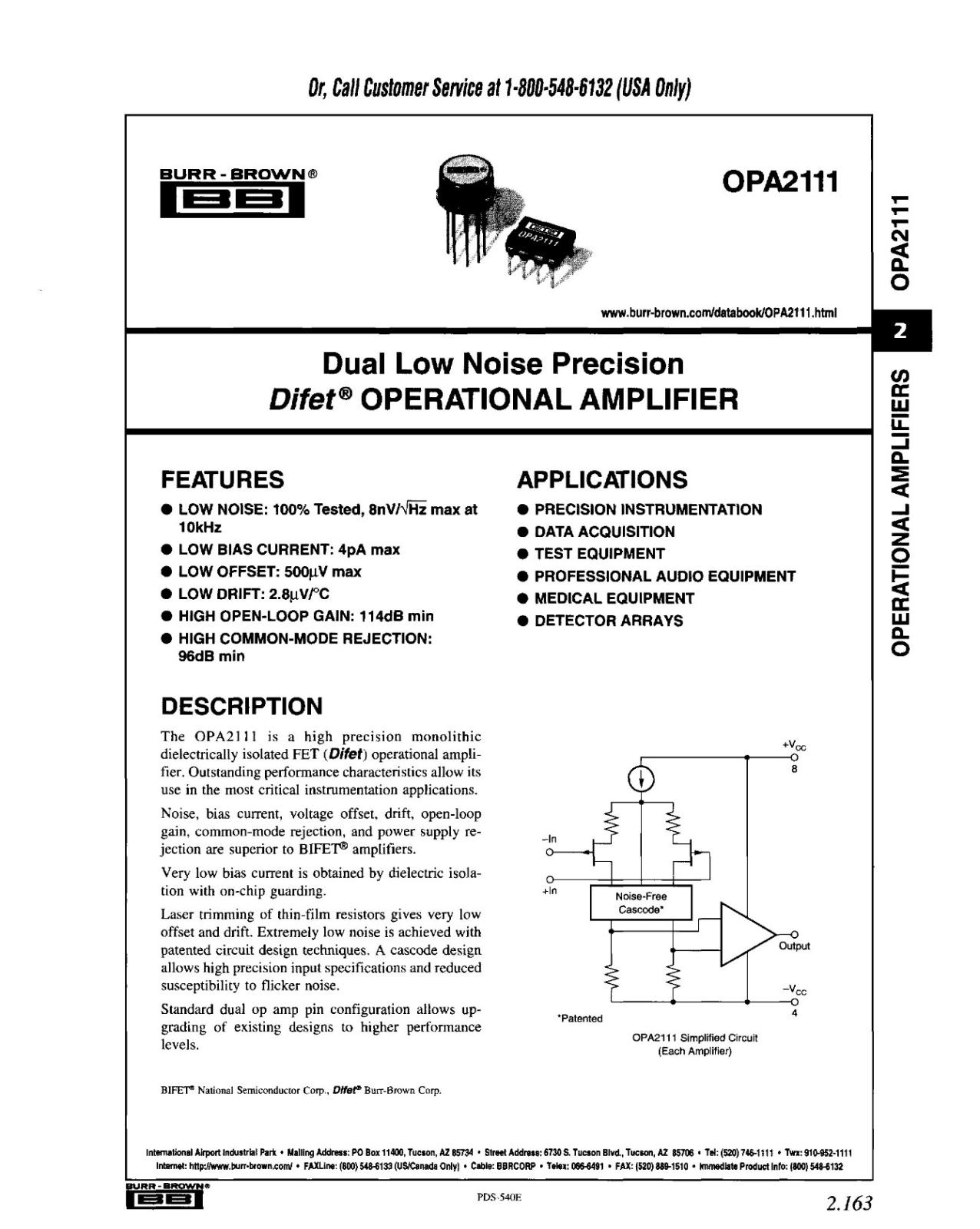 Burr Brown オペアンプ デュアル 2回路 DUAL Operational Amplifier OPA2111KP | カテゴリ別,部品,半導体製品,信号部品,アンプIC ...